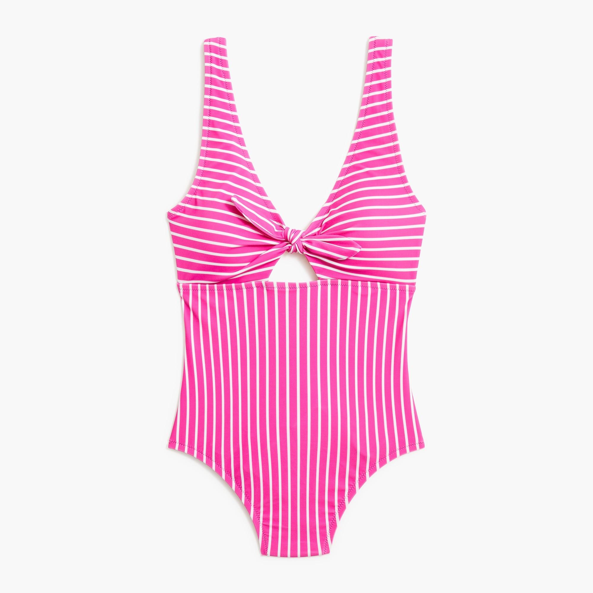 J Crew One Piece Cutout Swimsuit With Bow In Pink Lyst