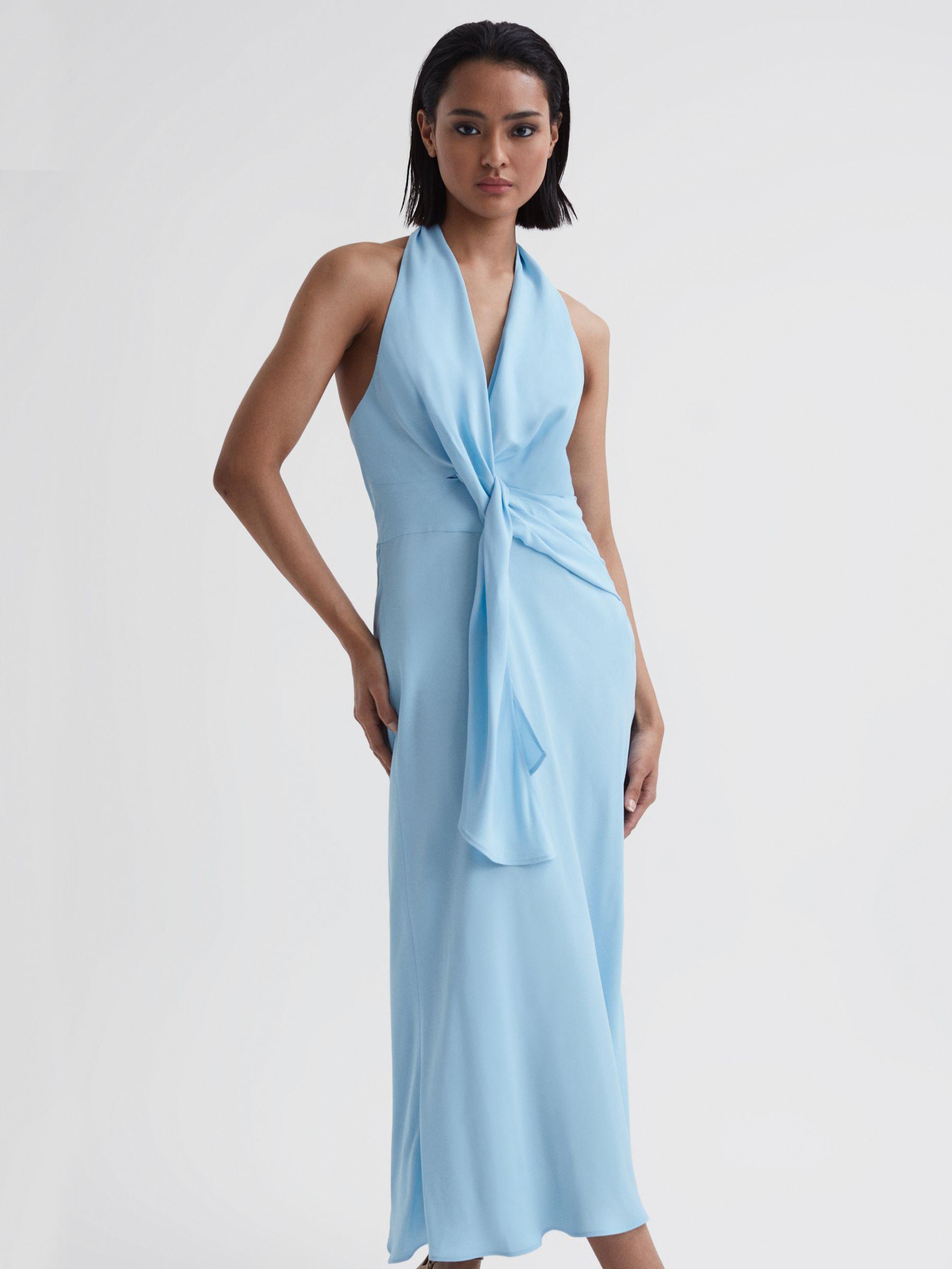 Reiss Amber Halter Midi Dress In Blue Lyst Uk