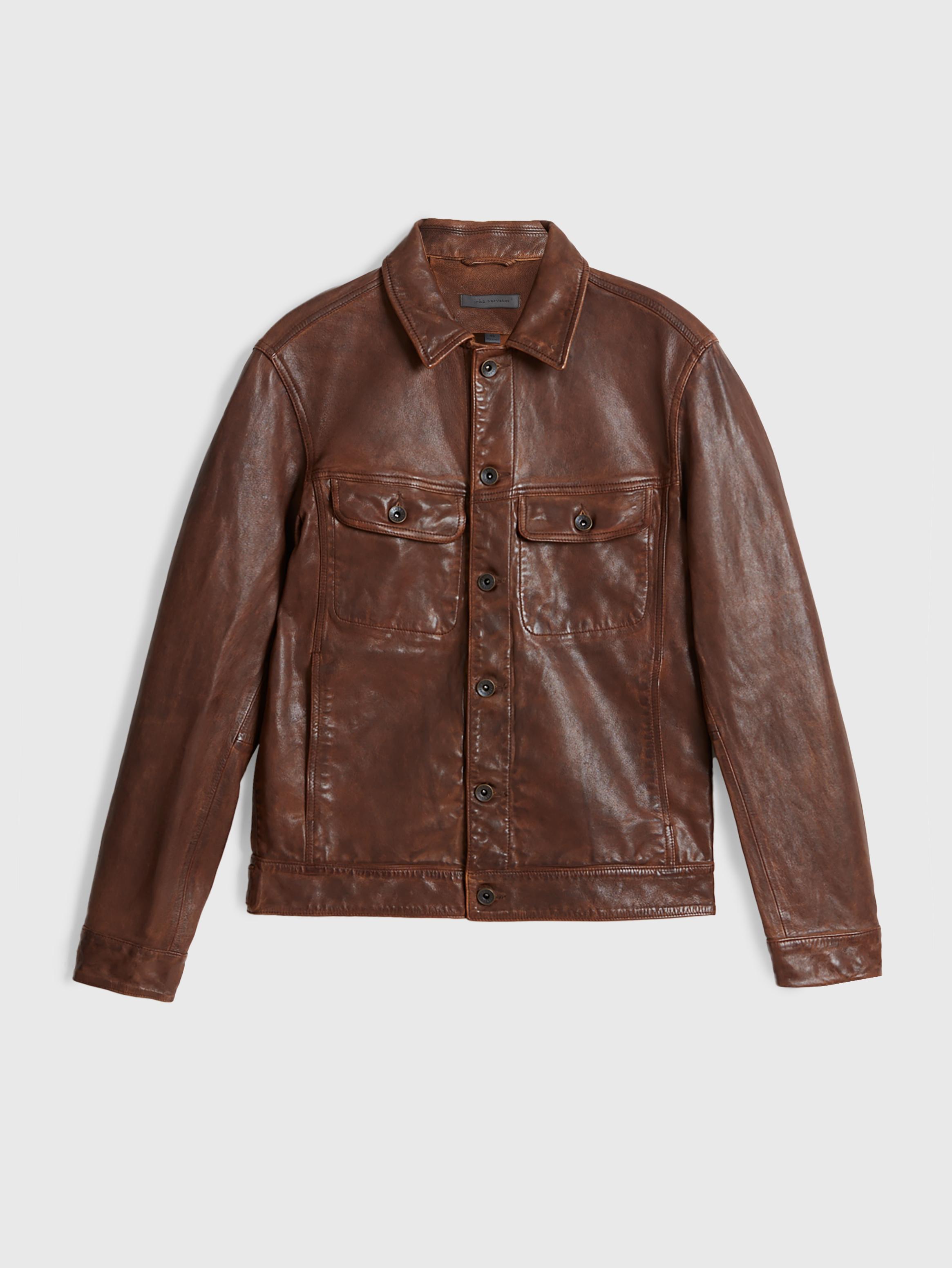 John Varvatos Mark Trucker Jacket in Brown for Men | Lyst