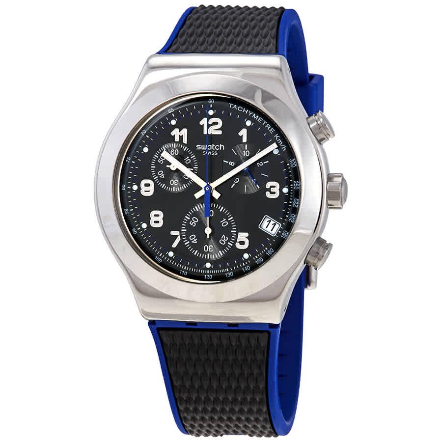 Swatch Rubber Secret Mission Chronograph Quartz Black Dial Mens Watch ...