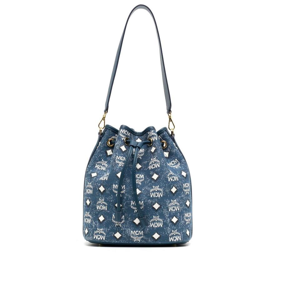 MCM Dessau Denim Bucket Bag in Blue | Lyst