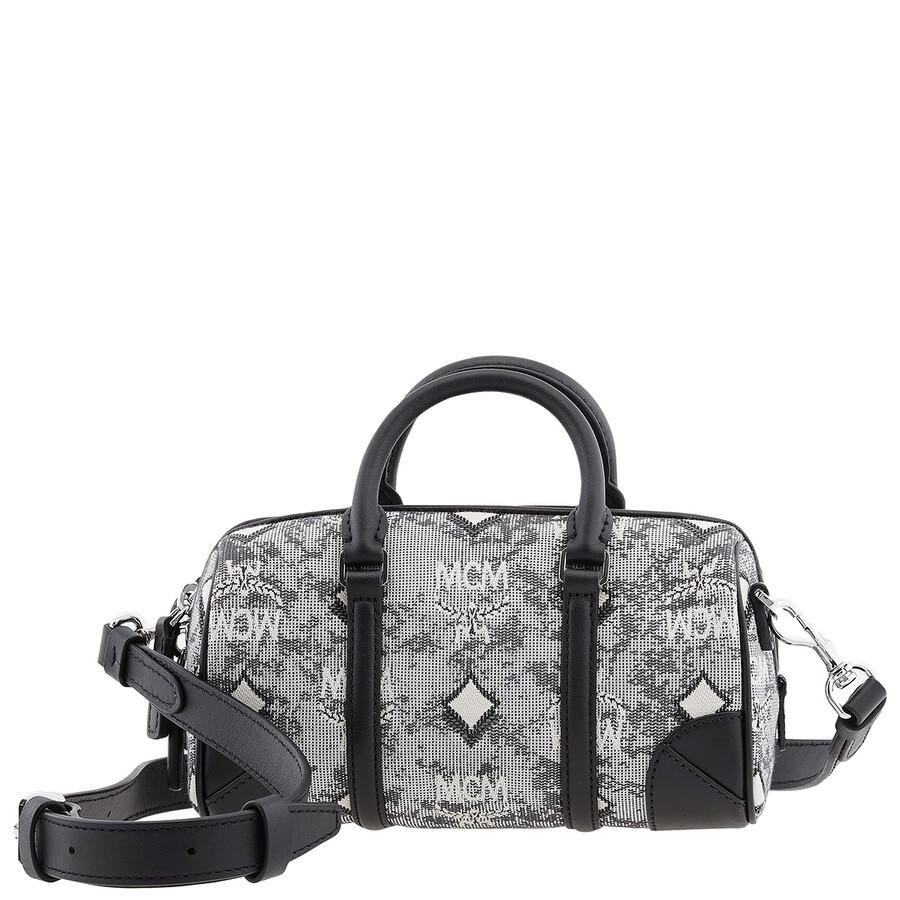 MCM Vintage Jacquard Monogram Boston Bag in Black | Lyst