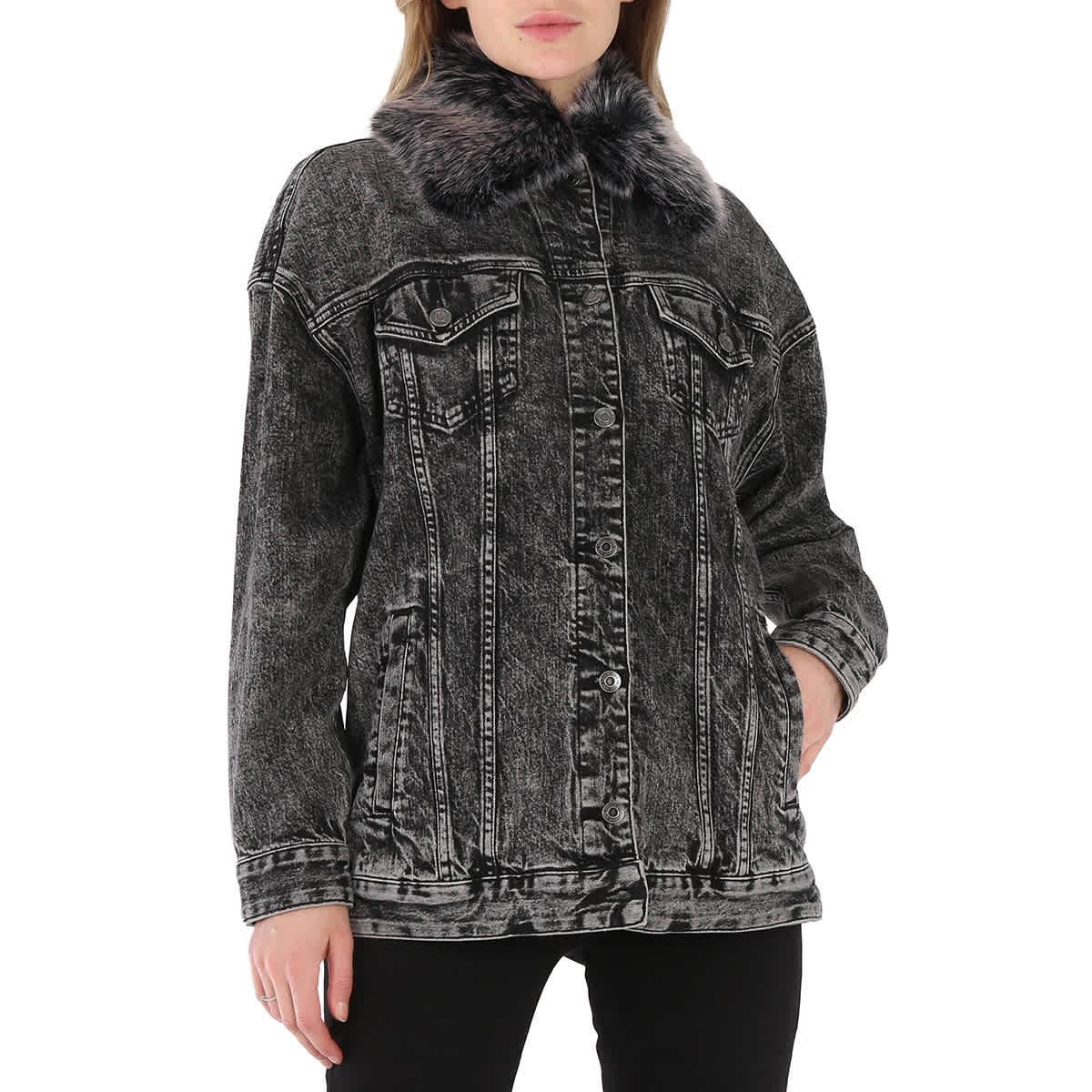 Michael Kors Acid-wash Denim Jacket in Black | Lyst