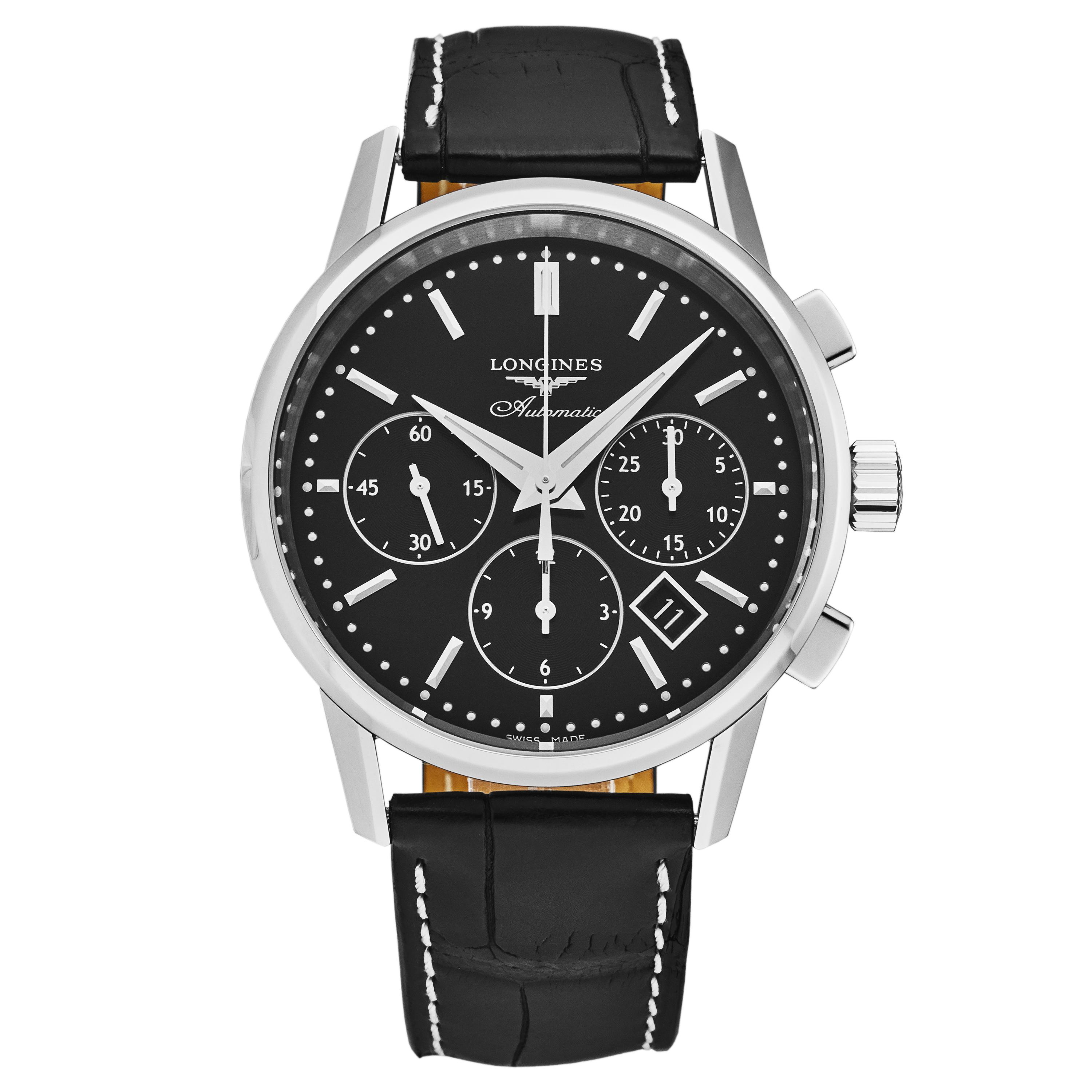 Longines Heritage Collection Chronograph Automatic Dial Watch in Black ...