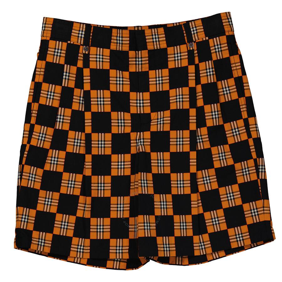 Burberry Checkerboard Print Cotton Tailored Shorts in Orange for Men | Lyst