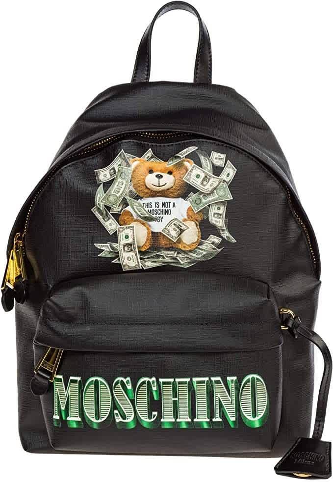 Moschino Dollar Teddy Bear Faux Leather Backpack in Gray | Lyst