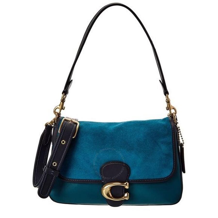 COACH Smooth Leather And Suede Soft Tabby Shoulder Bag in Blue | Lyst