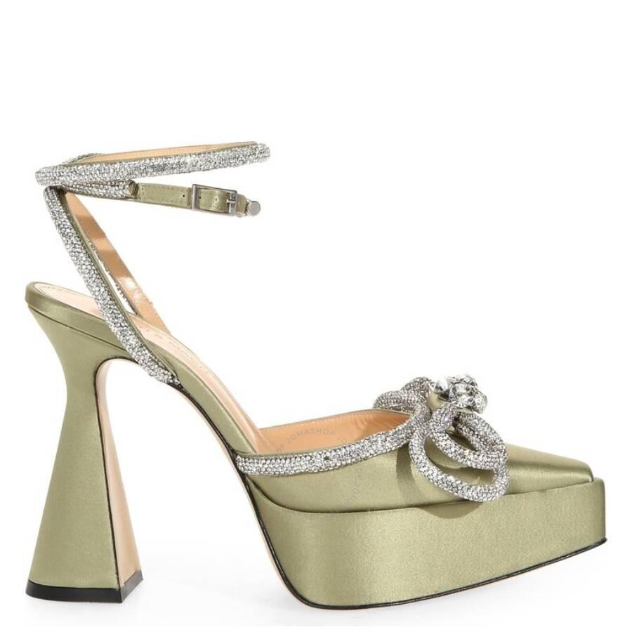 Mach & Mach Double Bow Platform Pumps in Metallic | Lyst