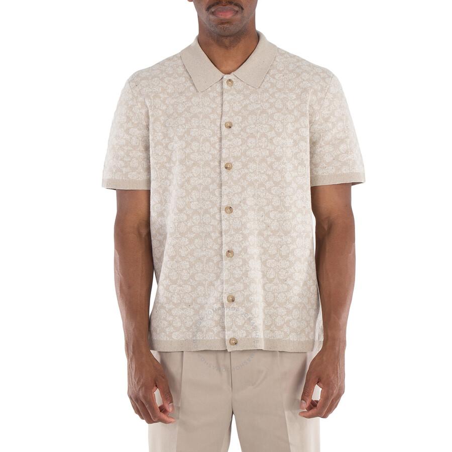 COACH Signature Button-down Polo Shirt in Natural for Men | Lyst