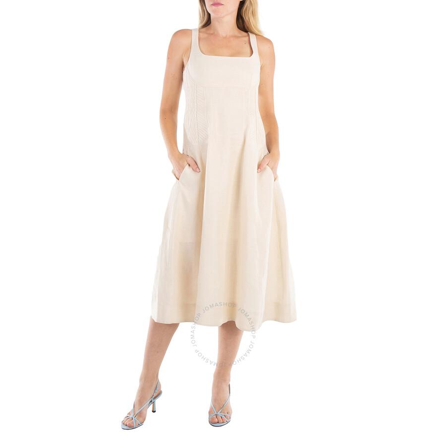 Chloé Coconut Milk Textured Corset-inspired Midi-dress in Natural | Lyst