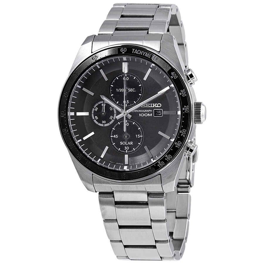 Seiko Solar Chronograph Quartz Grey Dial Mens Watch in Black,Grey,Silver Tone (Gray) for Men - Lyst
