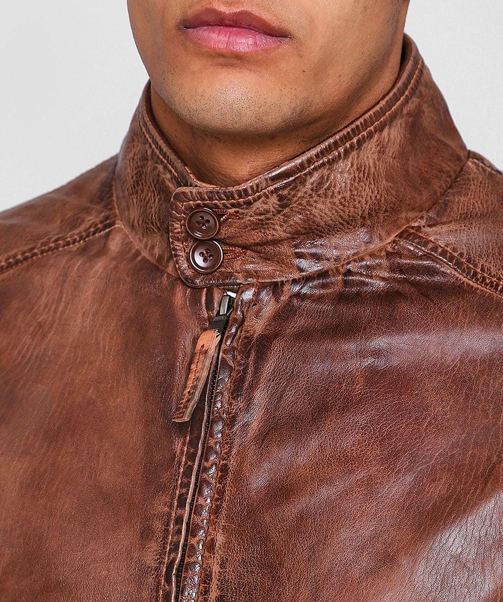 Altea Leather Bomber Jacket in Brown for Men - Lyst