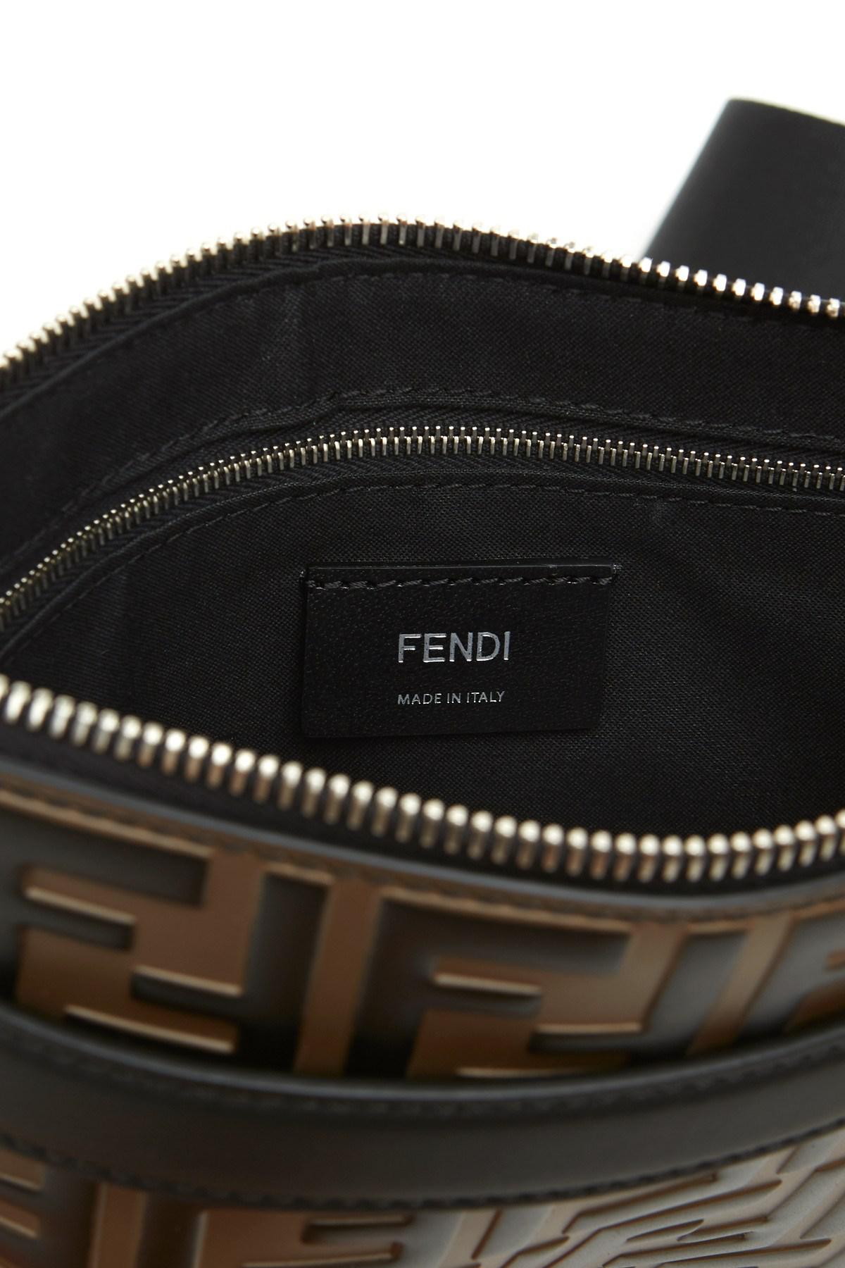 Fendi Leather 'messenger' Crossbody Bag in Black for Men - Lyst