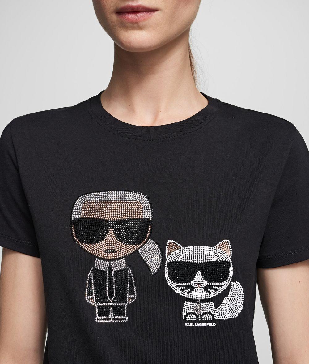 Karl Lagerfeld Cotton Ikonik Rhinestone T-shirt in Black - Lyst