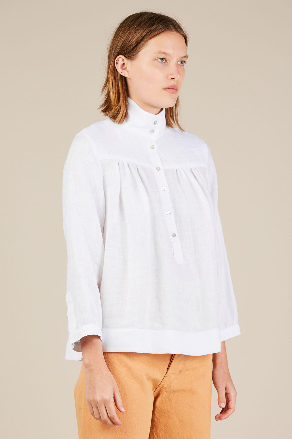 White Blouse High Collar