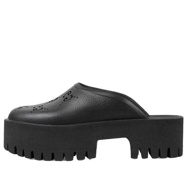 Gucci (Wmns) Platform Perforated G Sandal ' Rubber' in Black | Lyst