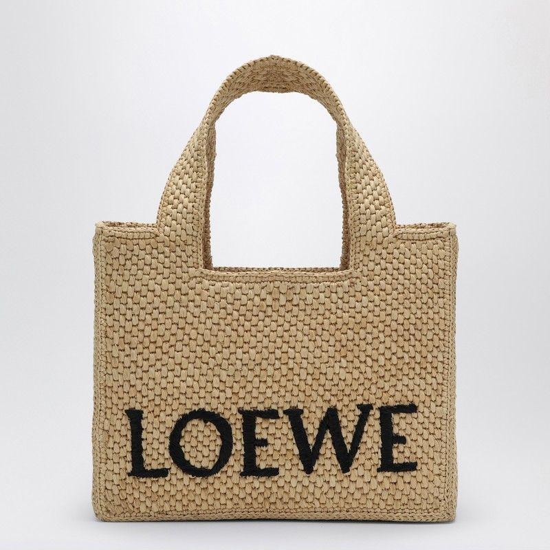 Loewe Natural Raffia Small Tote With Leather Accents in Metallic | Lyst