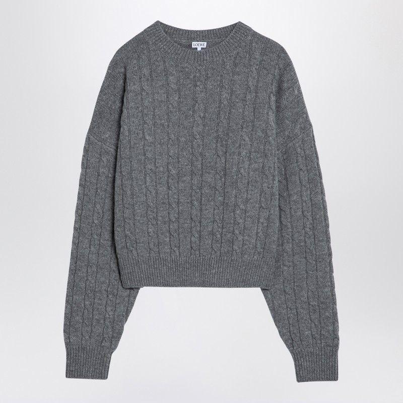 Loewe Elegant Cable-Knit Wool Sweater in Gray | Lyst