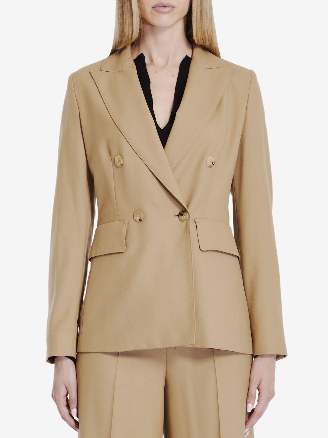 Max Mara ’S Wool Gabardine Double-Breasted Jacket in Natural | Lyst