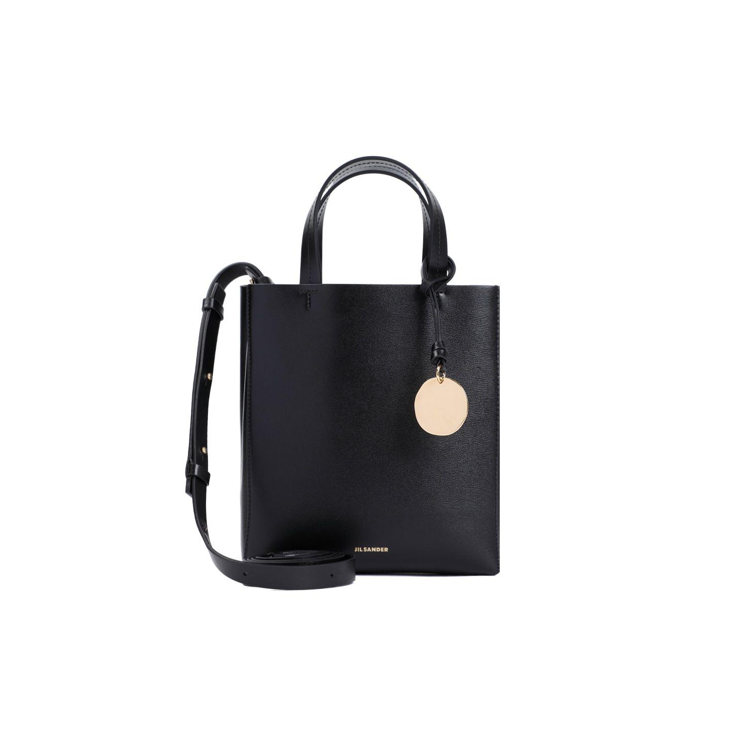 Jil Sander Mini Bond Leather Tote Shoulder Bag in Black | Lyst