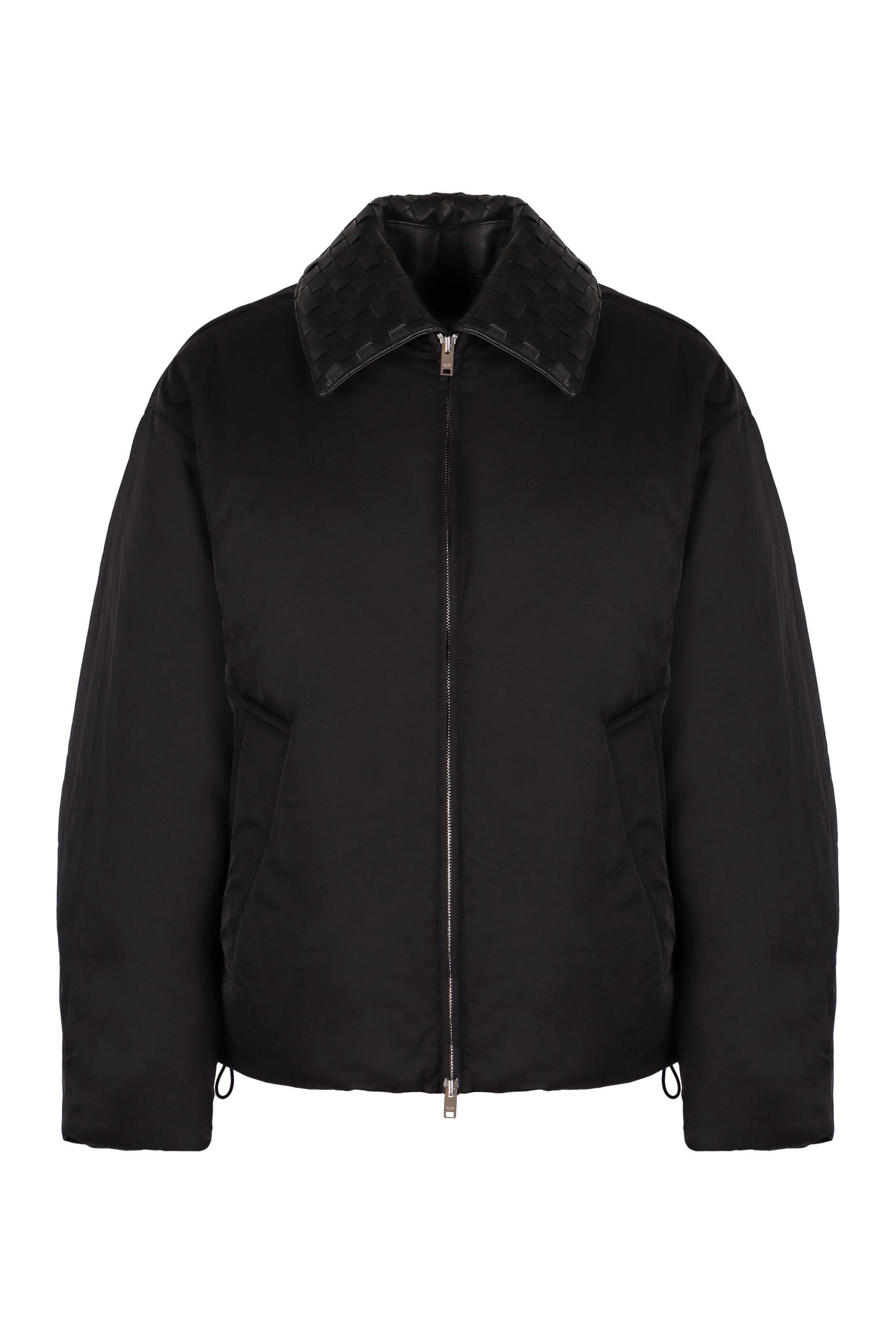 Bottega Veneta Detachable Collar Down Puffer Jacket in Black | Lyst