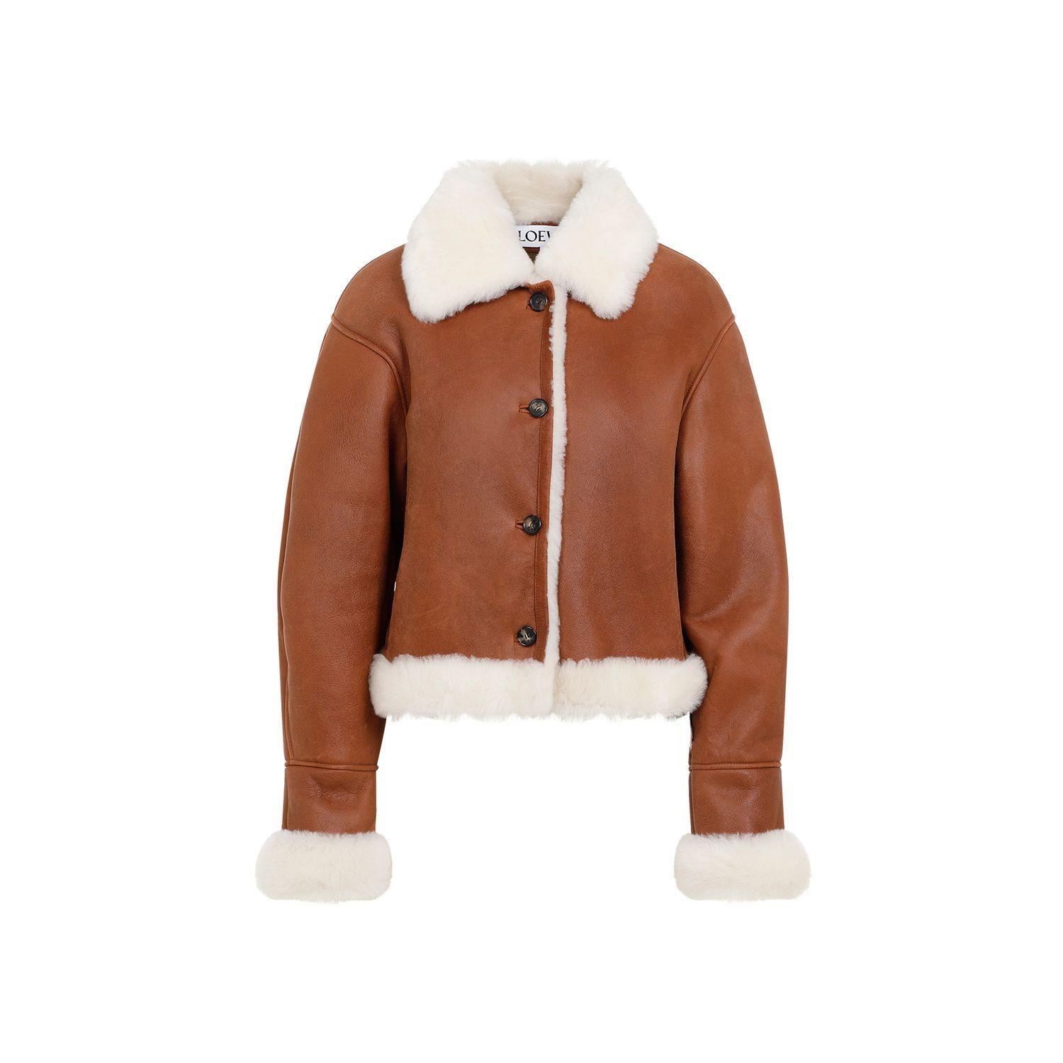 Loewe Shearling Leather Jacket For in Brown | Lyst