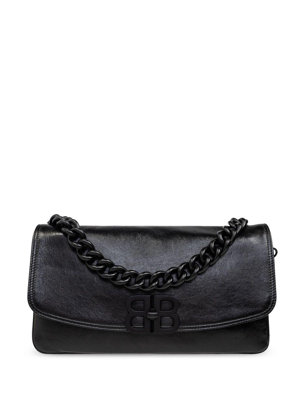 Balenciaga Soft Flap Handbag With Bb Logo Chain in Black | Lyst
