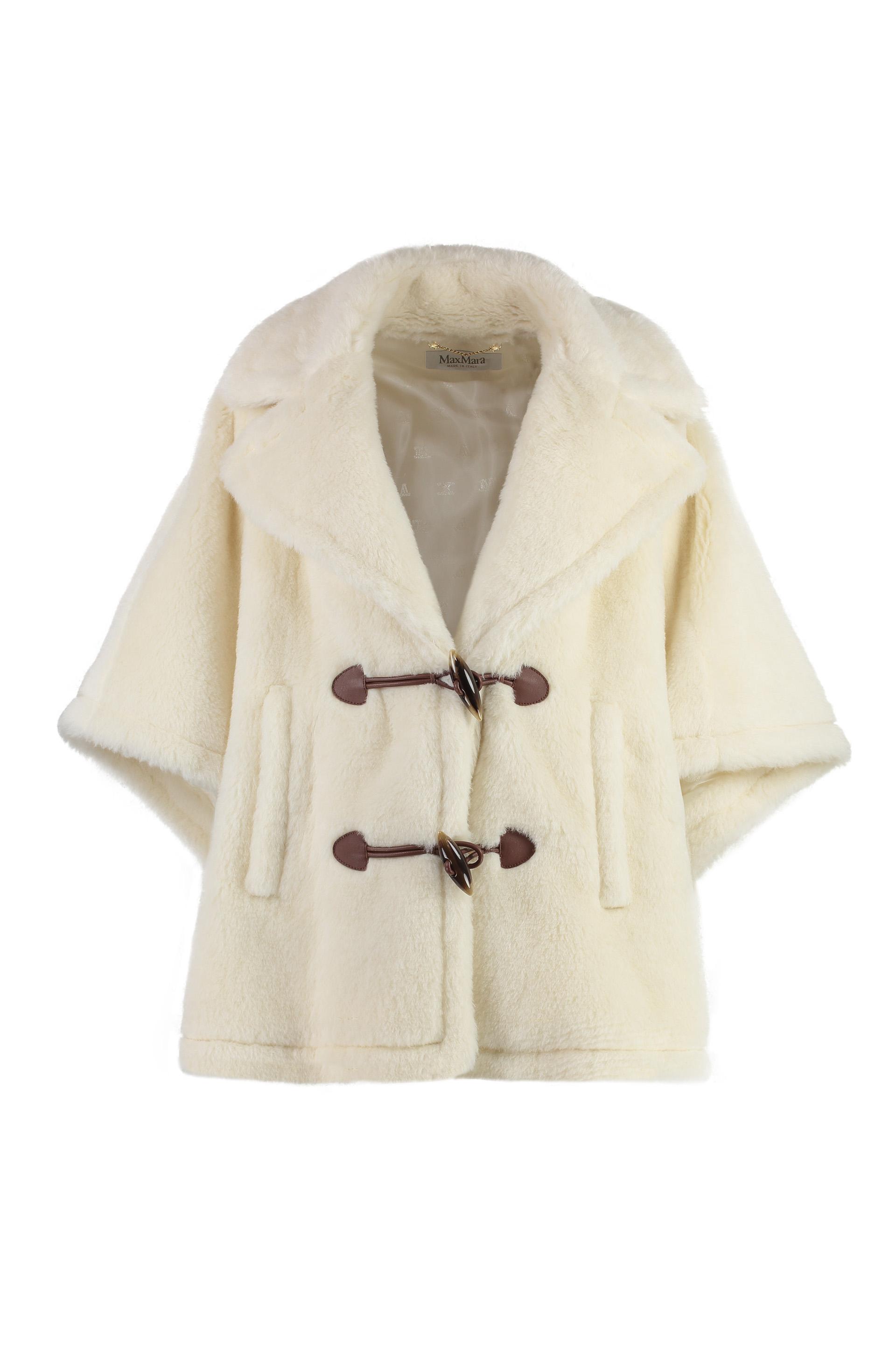 Max Mara Vegan Fur Jacket With Toggle Buttons in White | Lyst