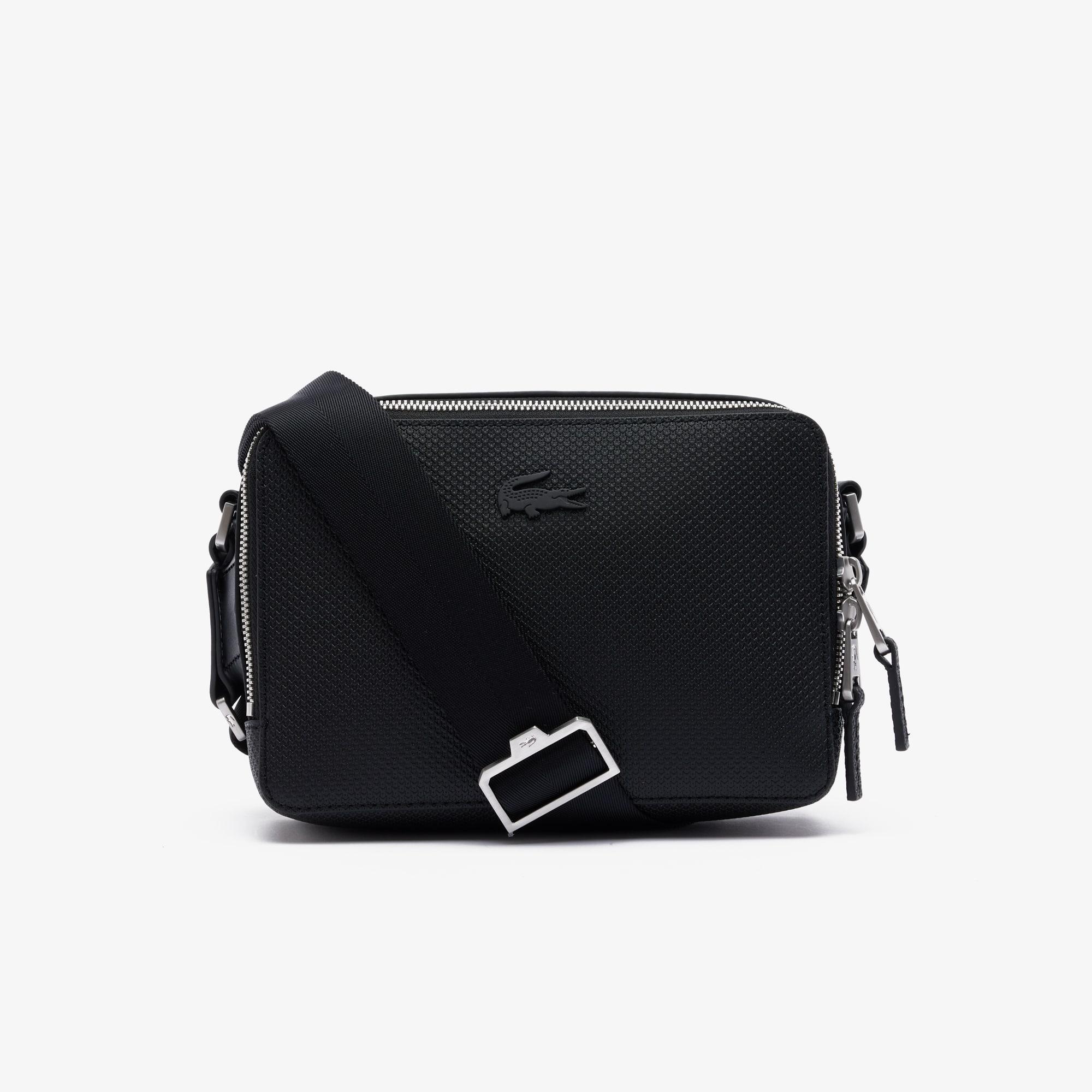 Lacoste Small Chantaco Leather Reporter Bag in Black | Lyst