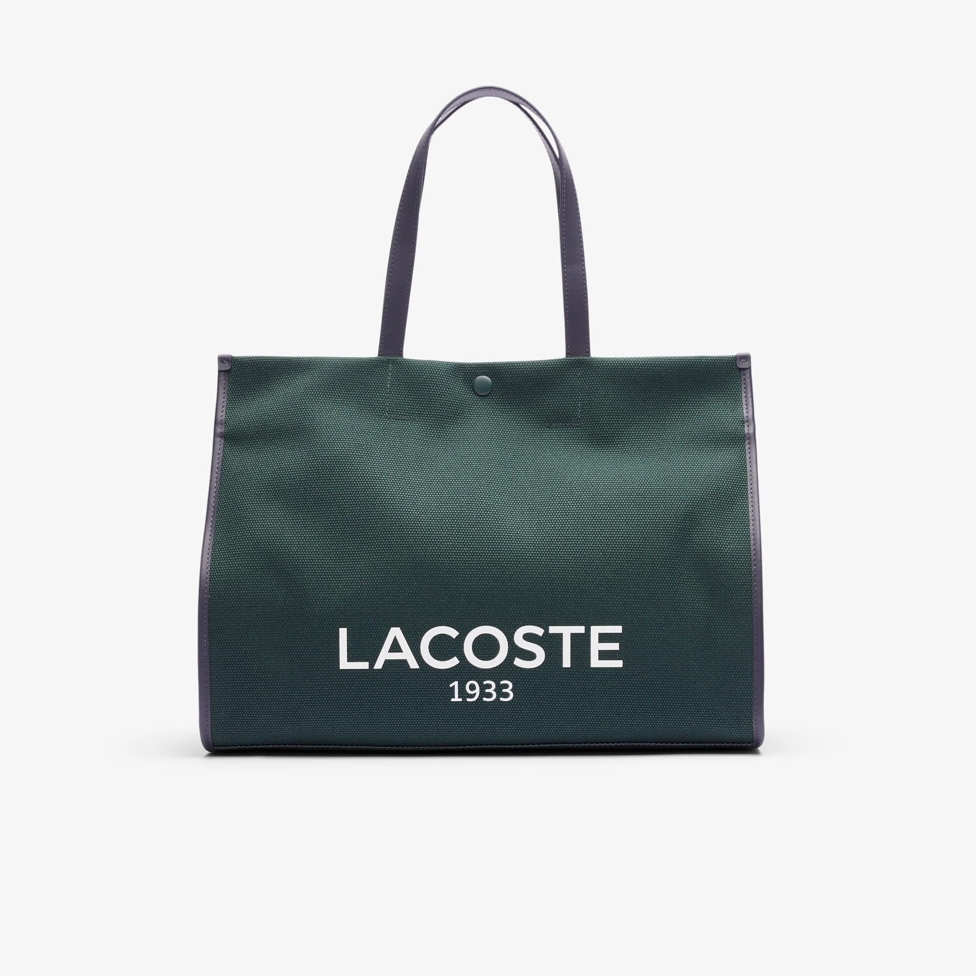 Lacoste Large Heritage Canvas Tote In Green Lyst