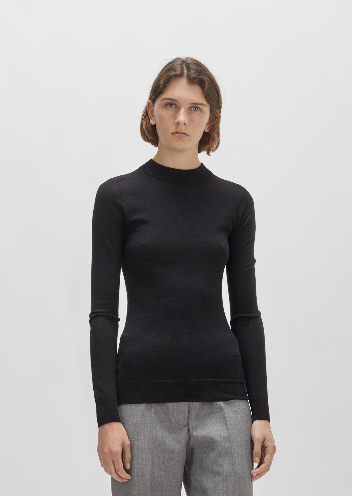 Lemaire Merino & Silk High-neck Sweater in Black - Lyst