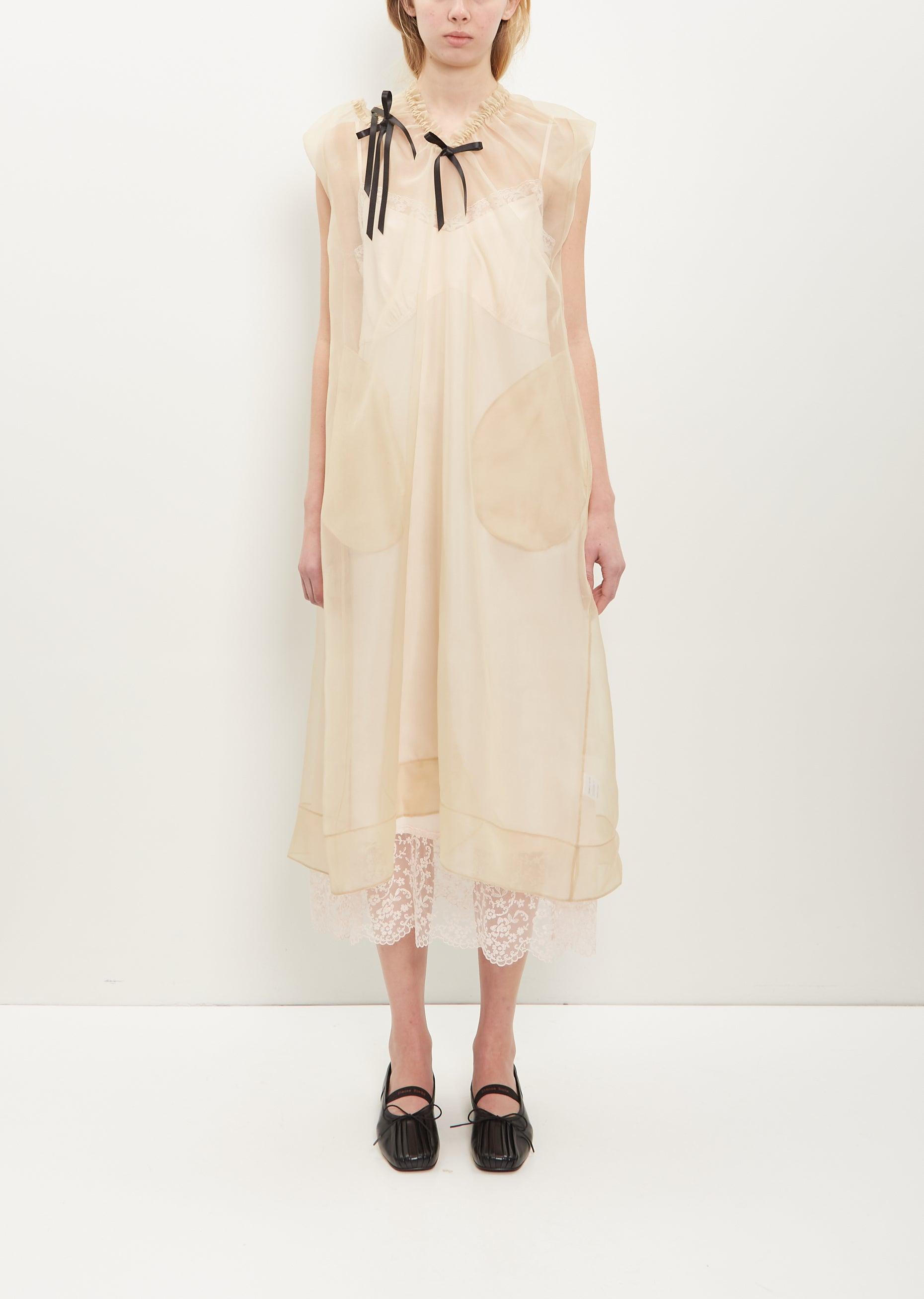 Simone Rocha Chiffon Silk Dress With Shoulder Bite in Natural | Lyst
