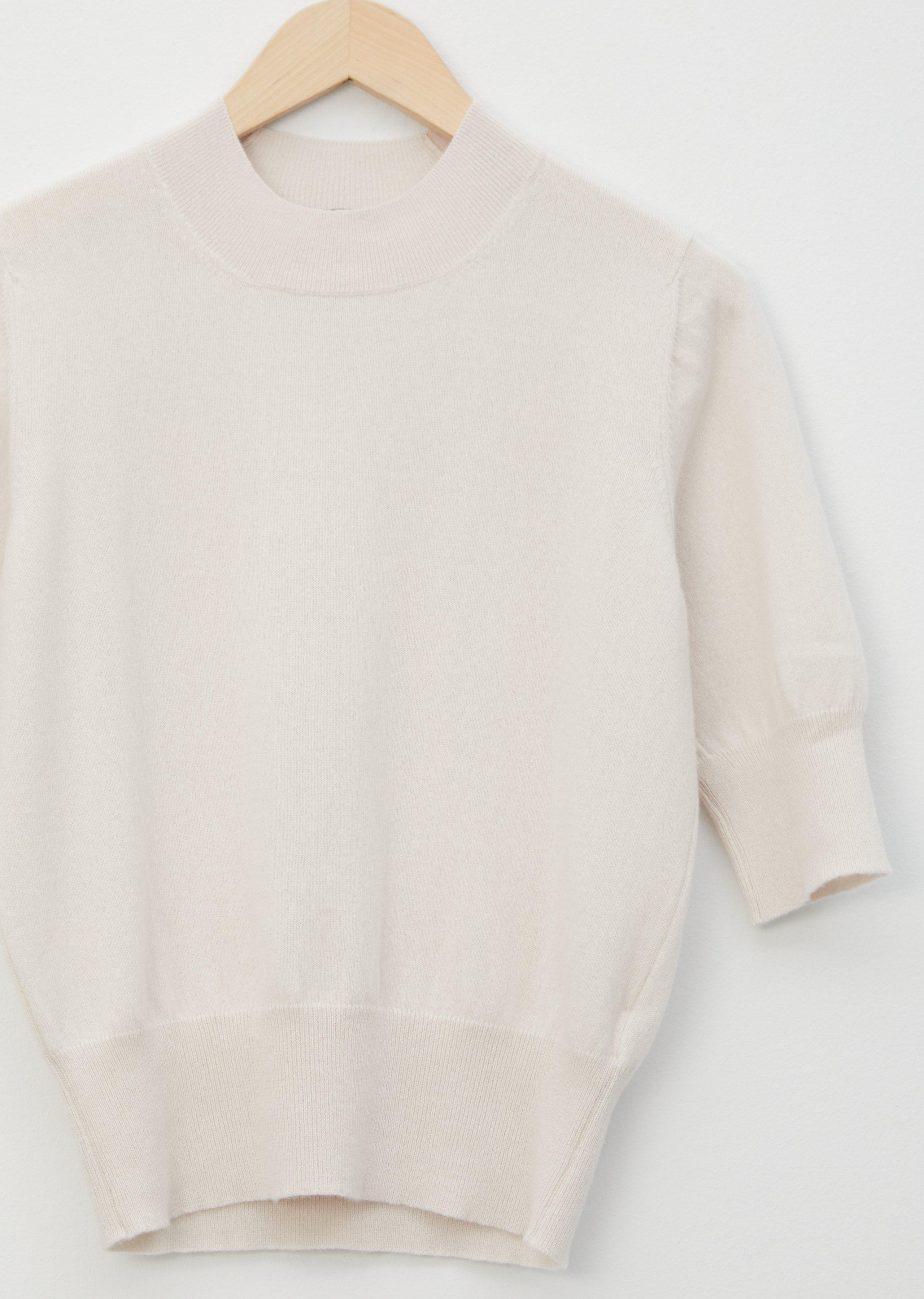 Margaret Howell Cashmere Crop Sleeve Sweatshirt Knit in Mother of Pearl ...