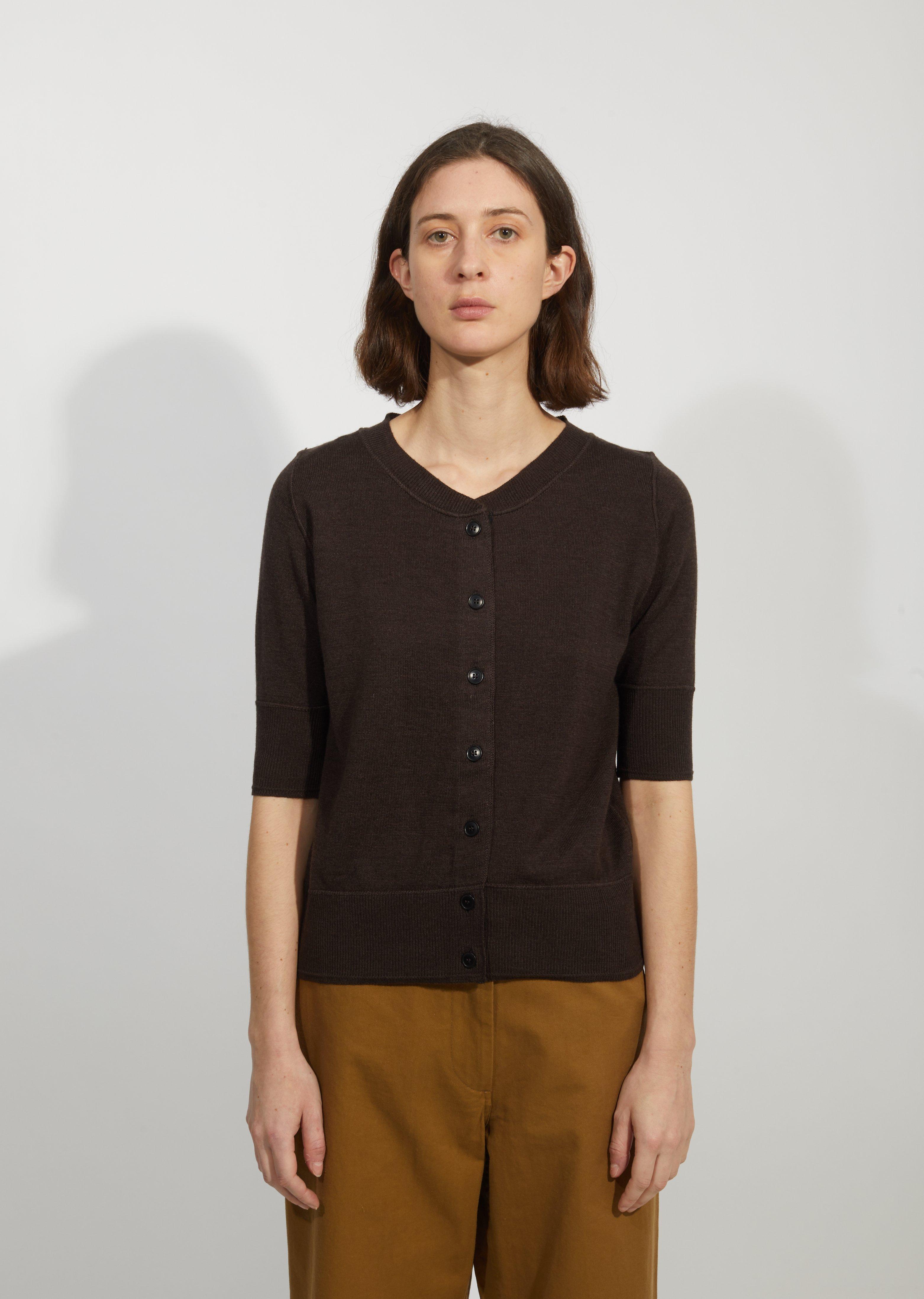 MHL by Margaret Howell Wool & Cotton Thermal Knit Cardigan in Brown - Lyst