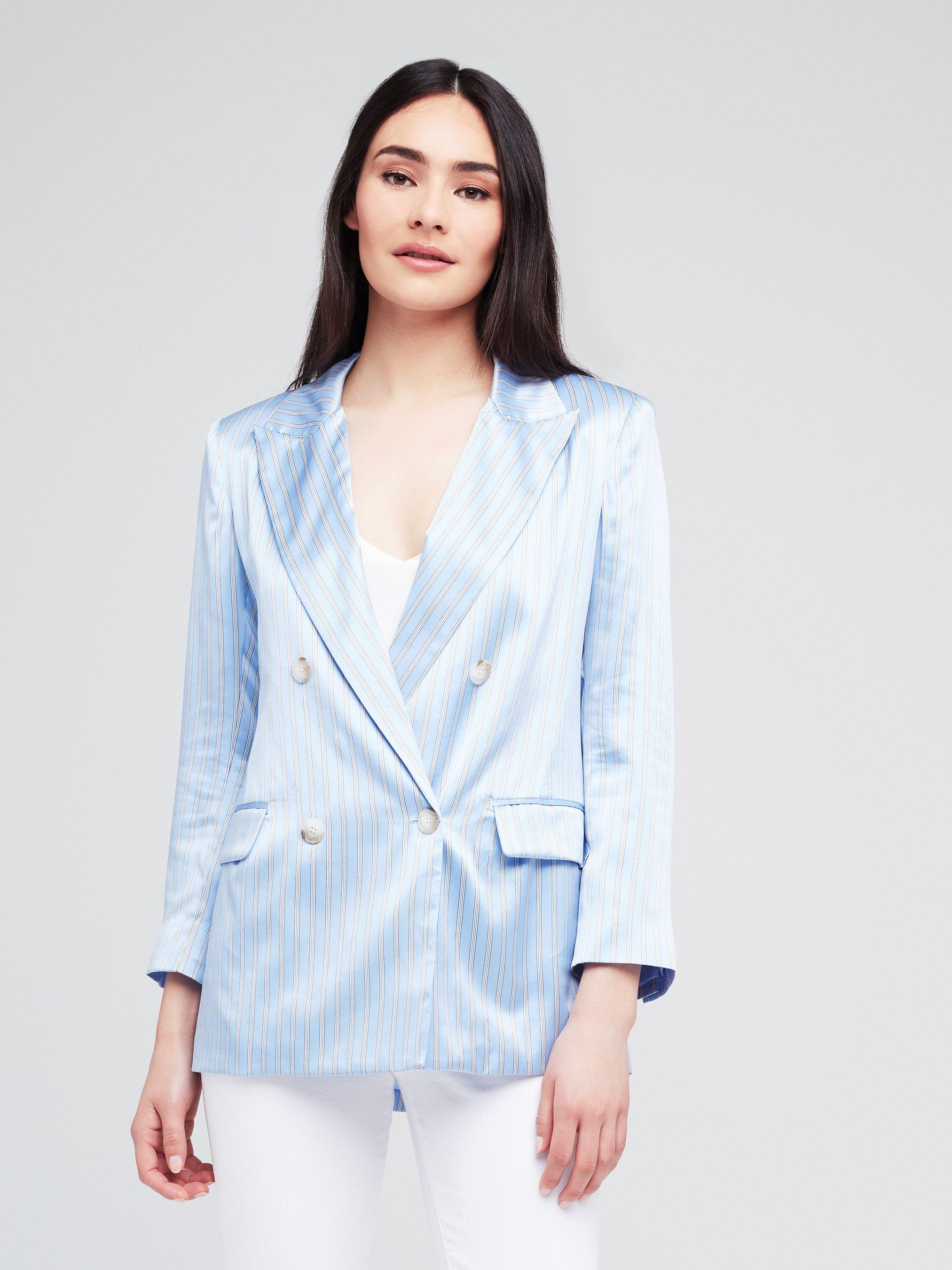 L'Agence Silk Taryn Blazer in Blue - Lyst
