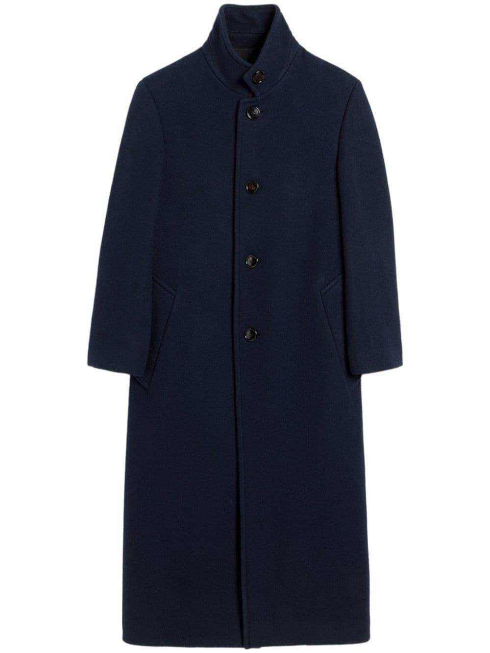 Ami Paris Long Coat High Collar in Blue for Men | Lyst