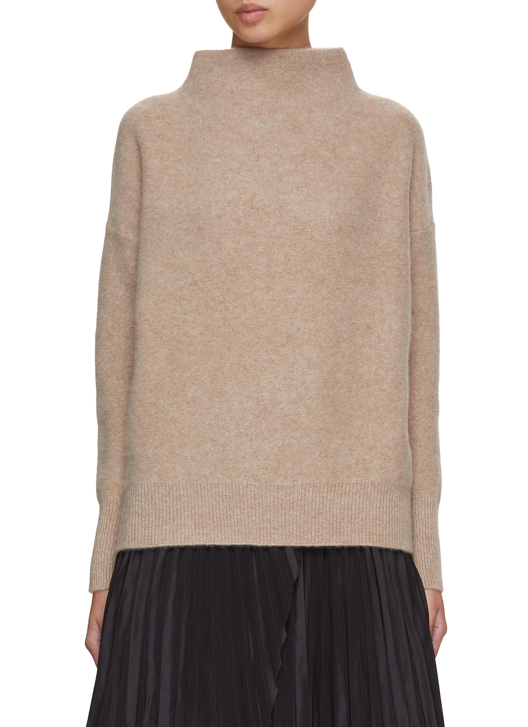 Vince Funnel Neck Cashmere Knit Sweater In Natural Lyst