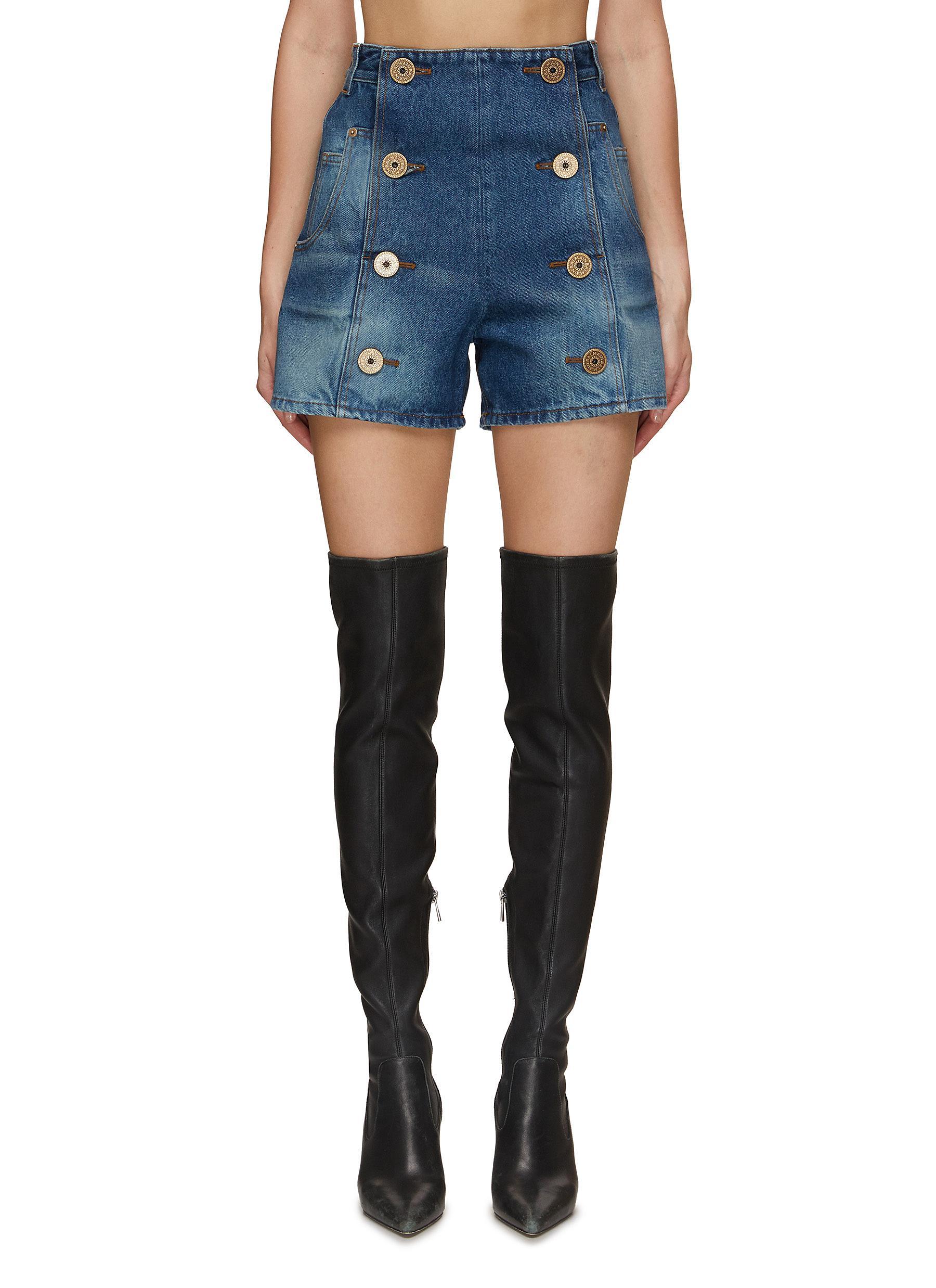 Lyst Forever 21 Buttoned Denim Skirt In Blue