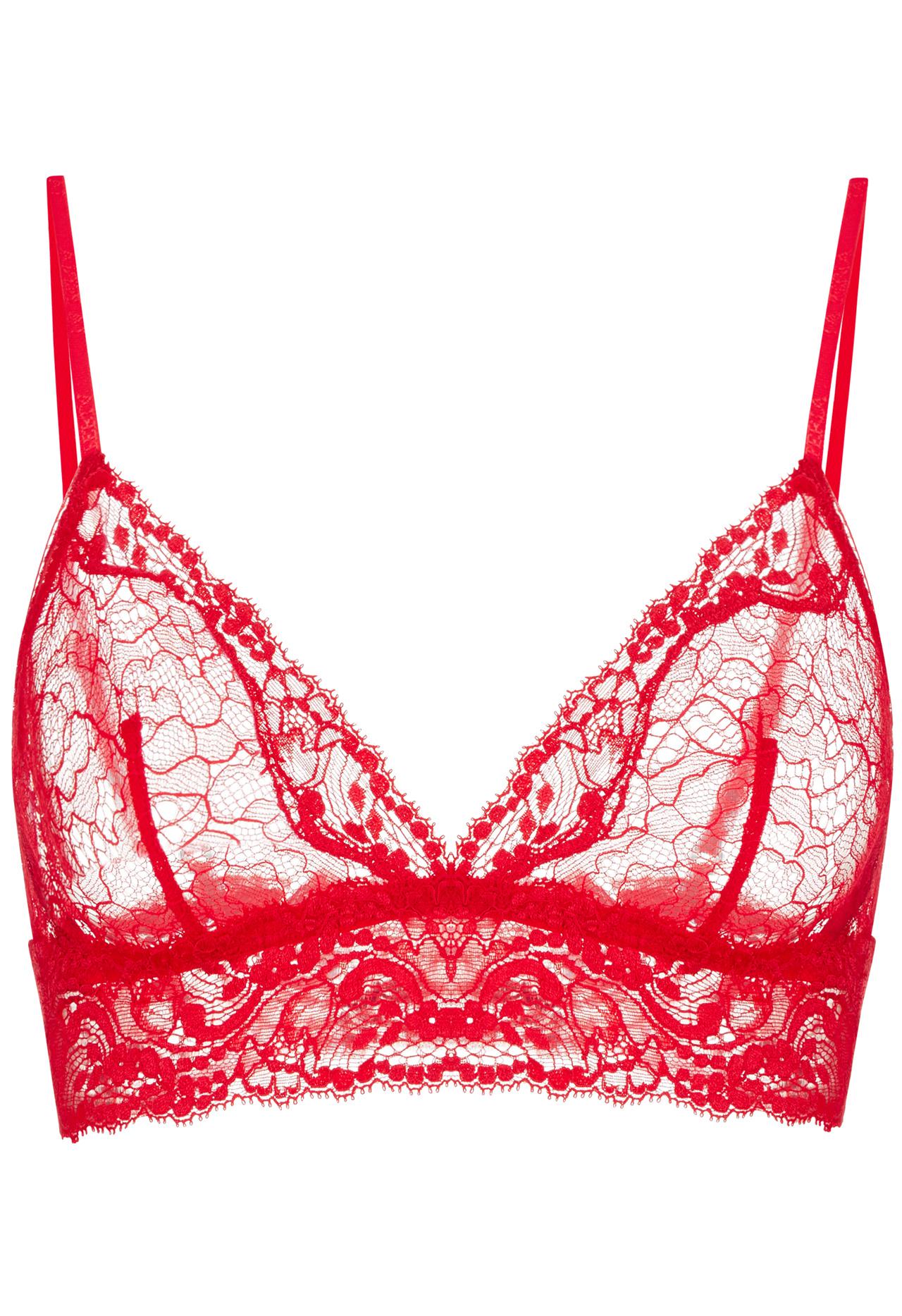 Lyst - La perla Red Stretch Leavers Lace Triangle Bra in Red