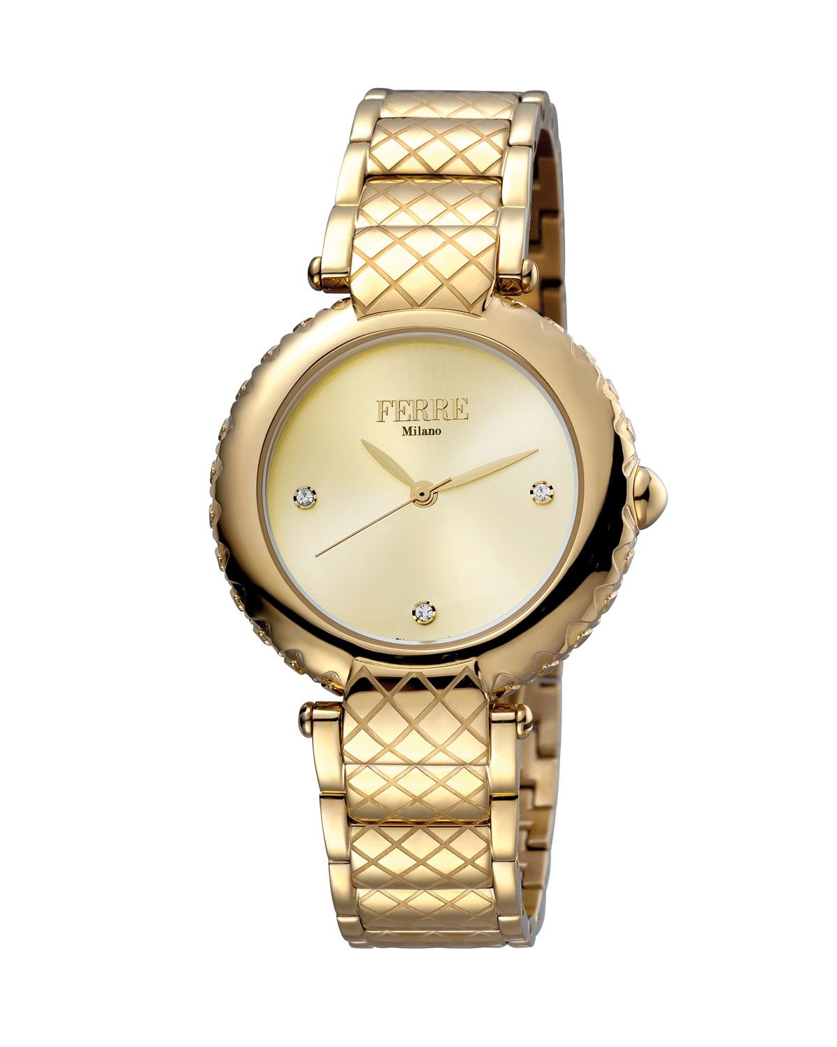 Ferrè Milano Women's 34mm Stainless Steel 3-hand Knurl Watch With ...