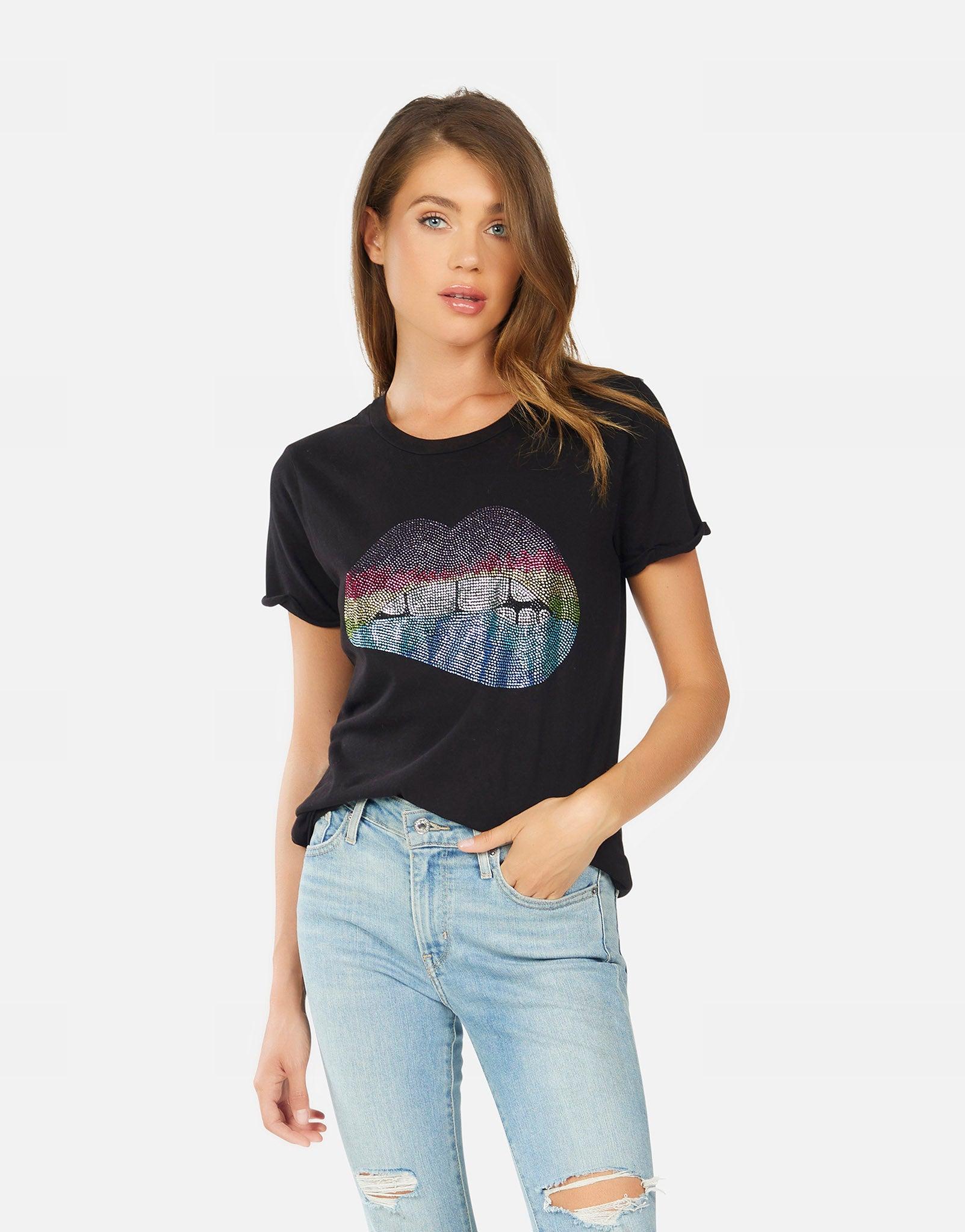 Lauren Moshi Edda Rainbow Crystal Biting Lip in Blue | Lyst