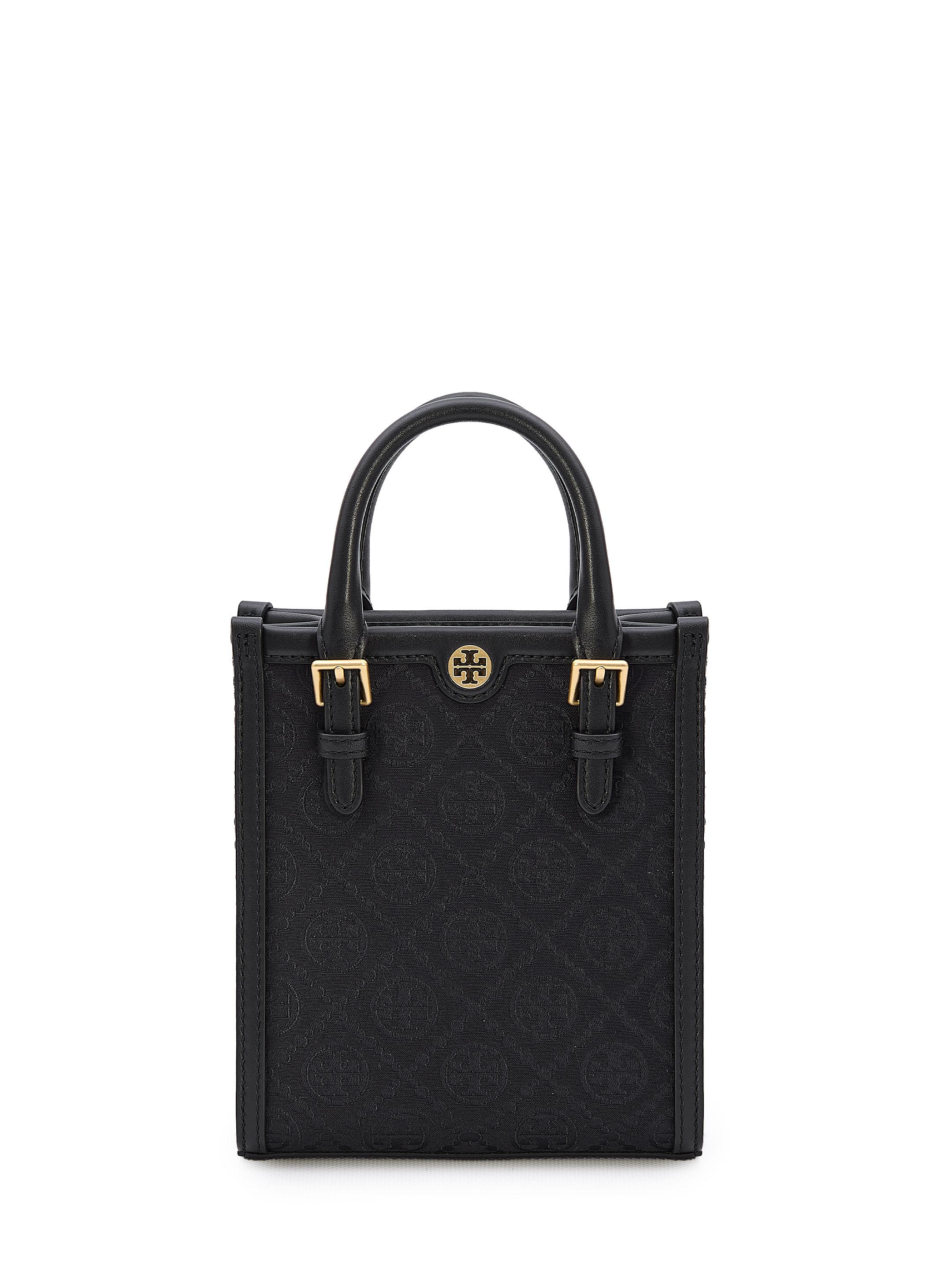 Tory Burch T Monogram Mini N/s Tote Bag in Black | Lyst