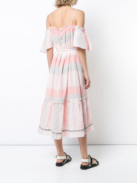 lemlem Cotton Dera Off Shoulder Dress in Pink & Purple (Pink) - Save 72 ...
