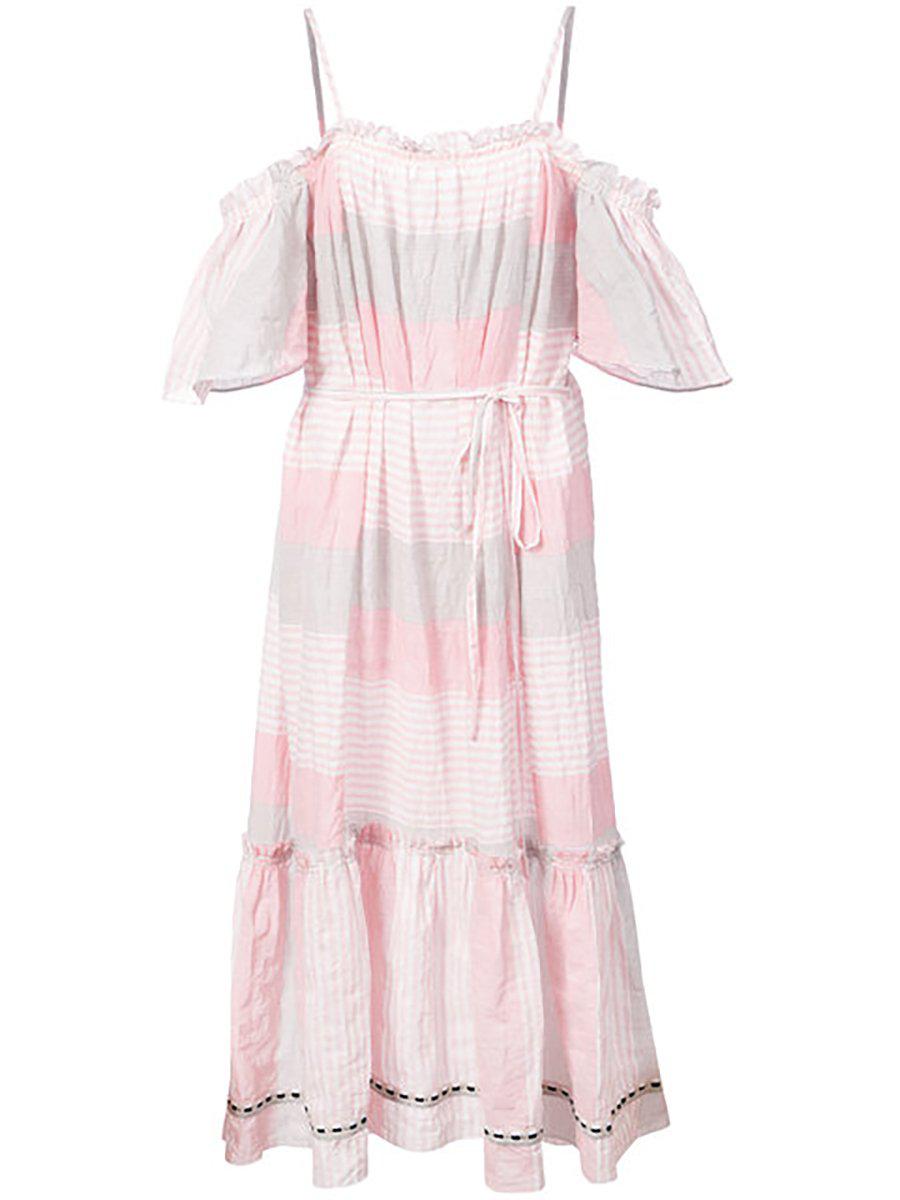 lemlem Cotton Dera Off Shoulder Dress in Pink & Purple (Pink) - Save 72 ...