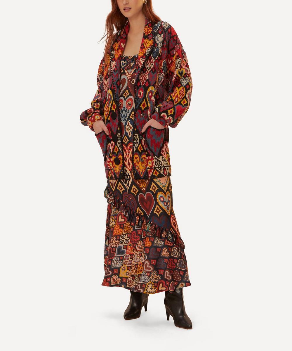 FARM Rio Hearts Ikat Knit Blazer in Brown | Lyst