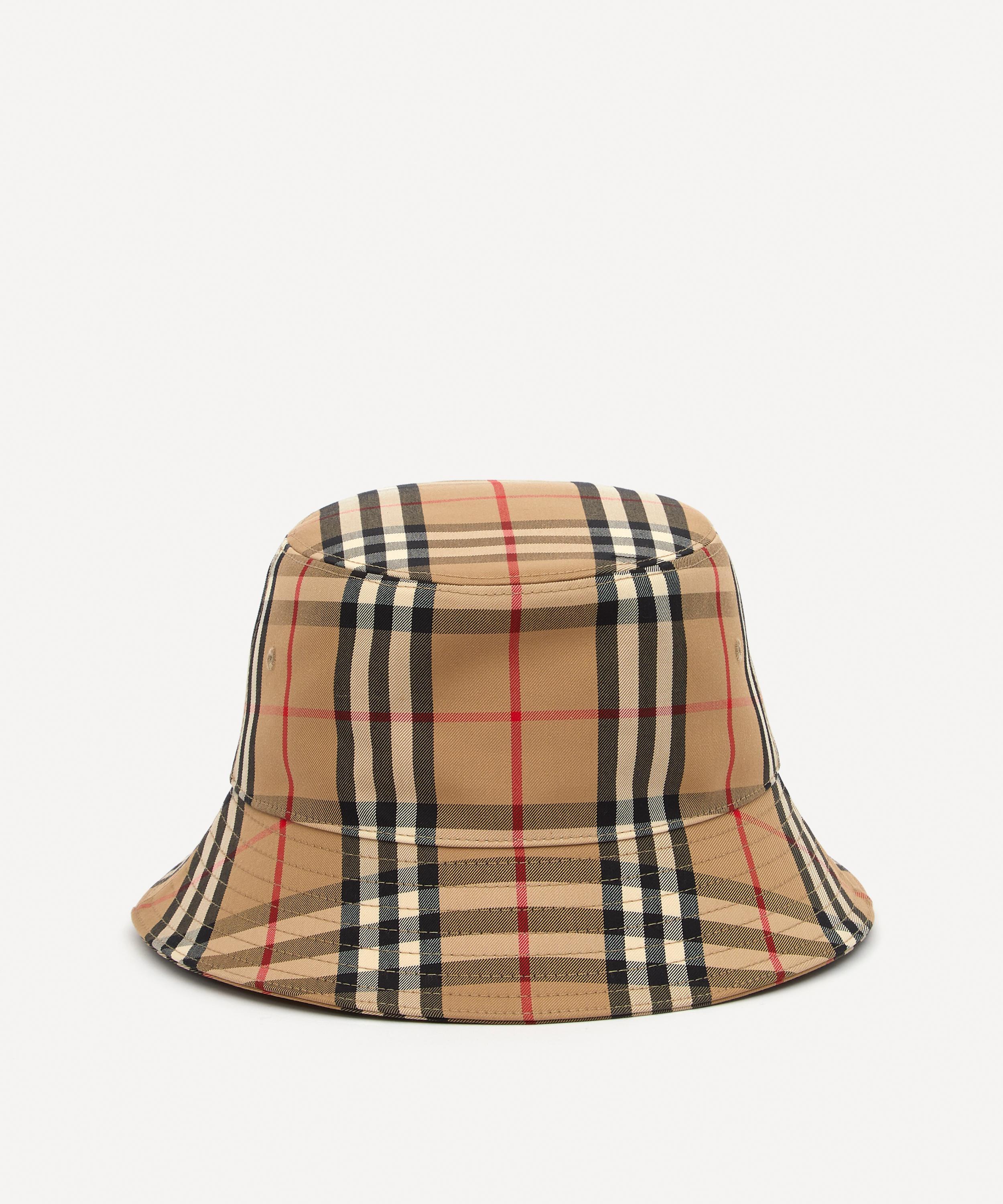 Burberry Vintage Check Cotton Blend Bucket Hat In Brown For Men Lyst
