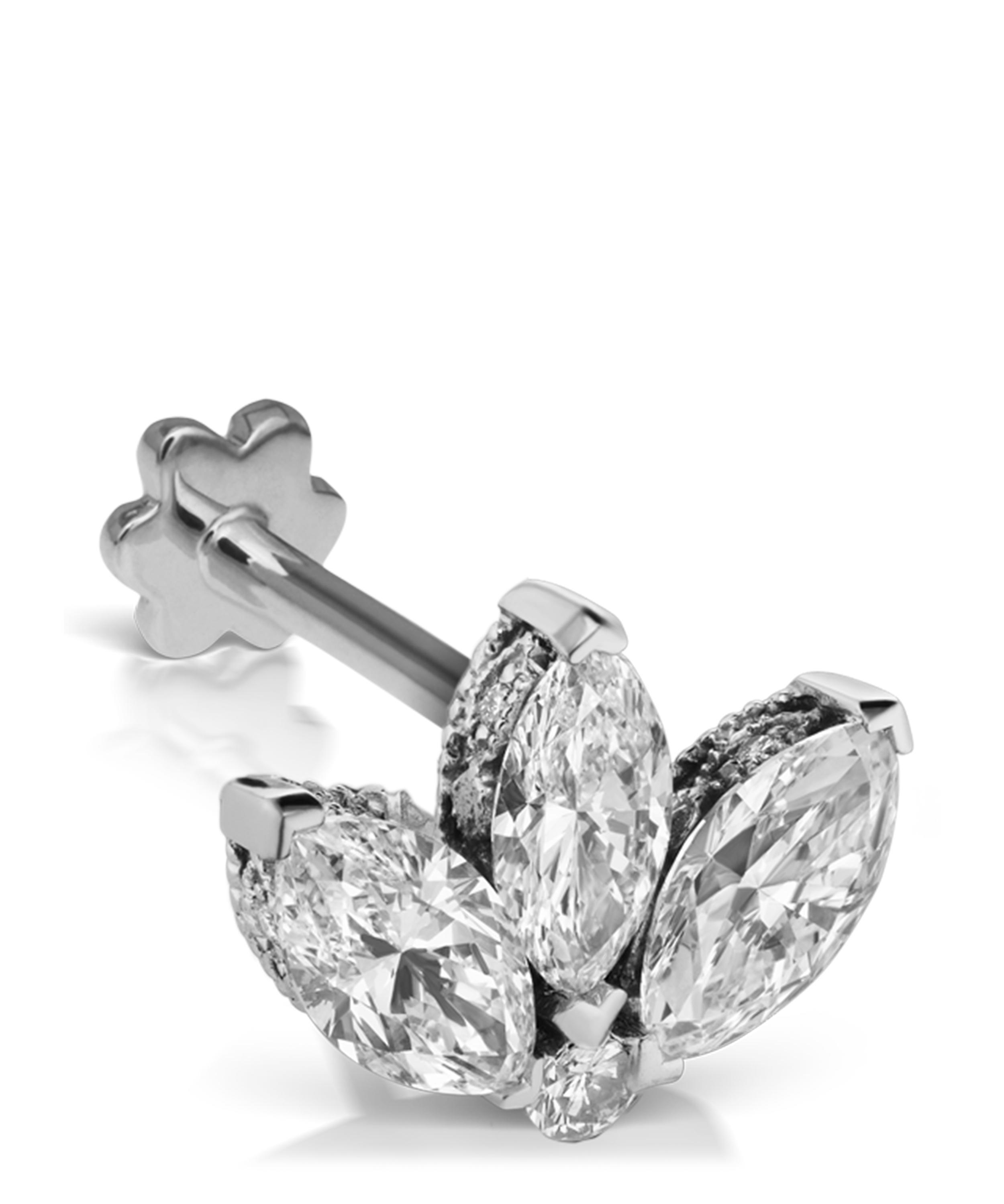 Maria Tash 3mm Mini Diamond Engraved Lotus Threaded Stud Earring - Lyst