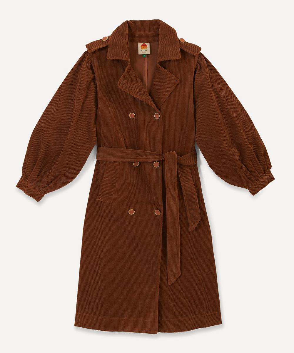 FARM Rio Corduroy Trench Coat in Brown | Lyst