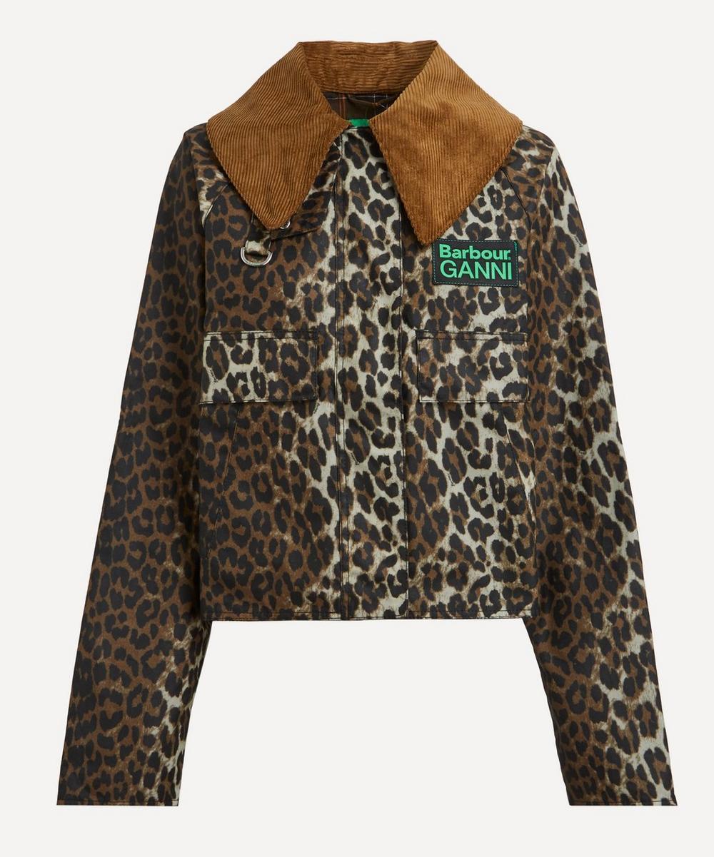 Barbour X Ganni Leopard Print Waxed Anorak in Black | Lyst