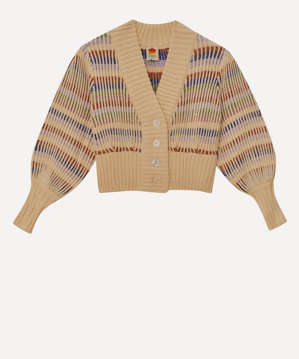 FARM Rio Bold Stitch Knit Cardigan in Natural | Lyst